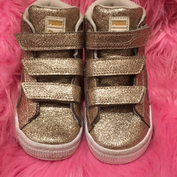 Puma | Shoes | Gold Glittery High Top Pumas Super Cute | Poshmark